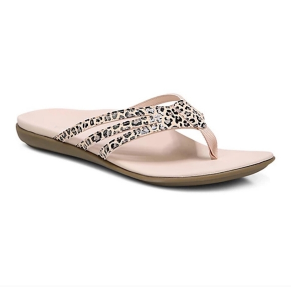 Vionic | Shoes | New Vionic Mirage Alta Toe Leopard Pink Three Strap ...